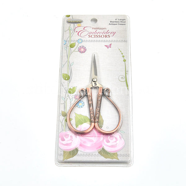 Antique Copper Scissors with Large Teardrop Handles - Stitch